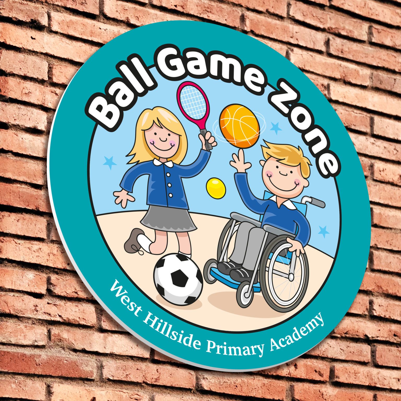 Ball Game Zone Sign - Customised Zone Sign For Your School