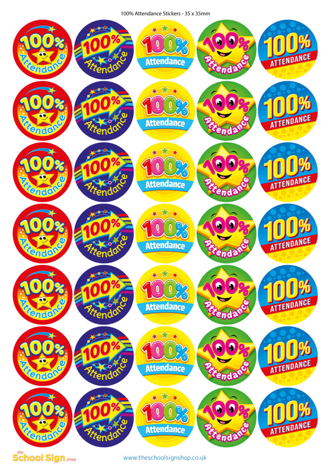 100% Attendance Sticker Sheet Free Download - Free For Schools