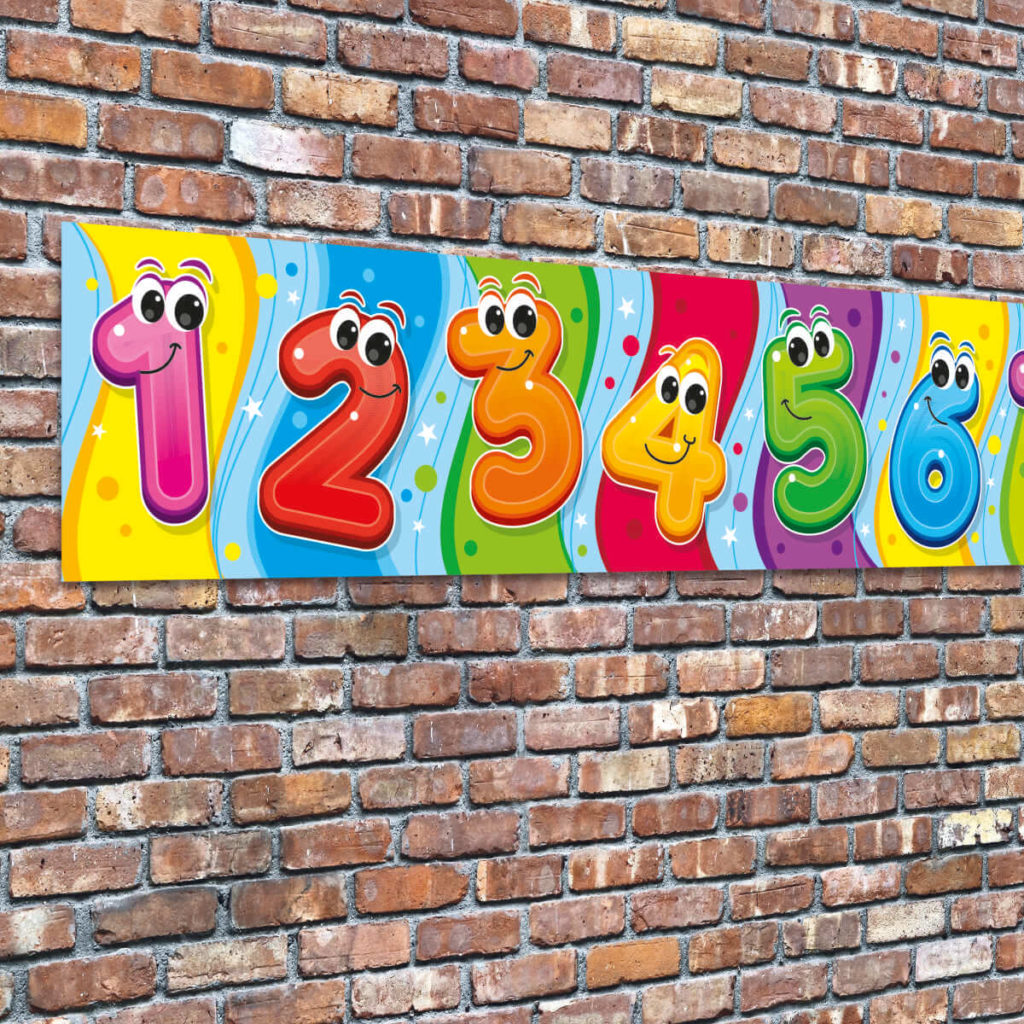 Numbers 1 to 10 sign with Smiley Faces - sign for schools