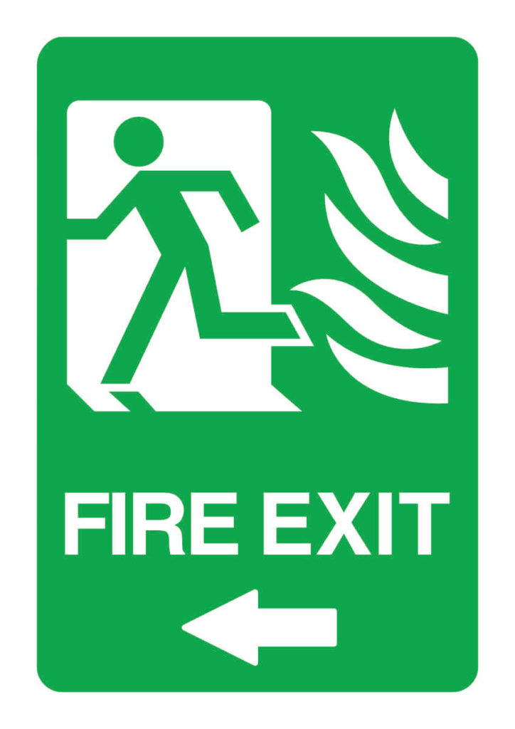 Fire Exit Left Sign for Schools | Safety Signs | The School Sign Shop