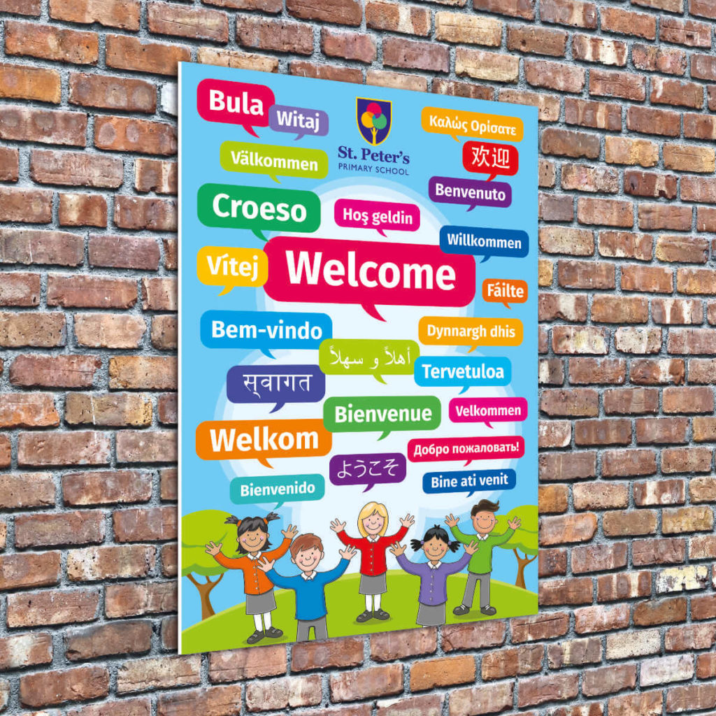 Multi-language Welcome Sign Landscape - Languages Sign for Schools