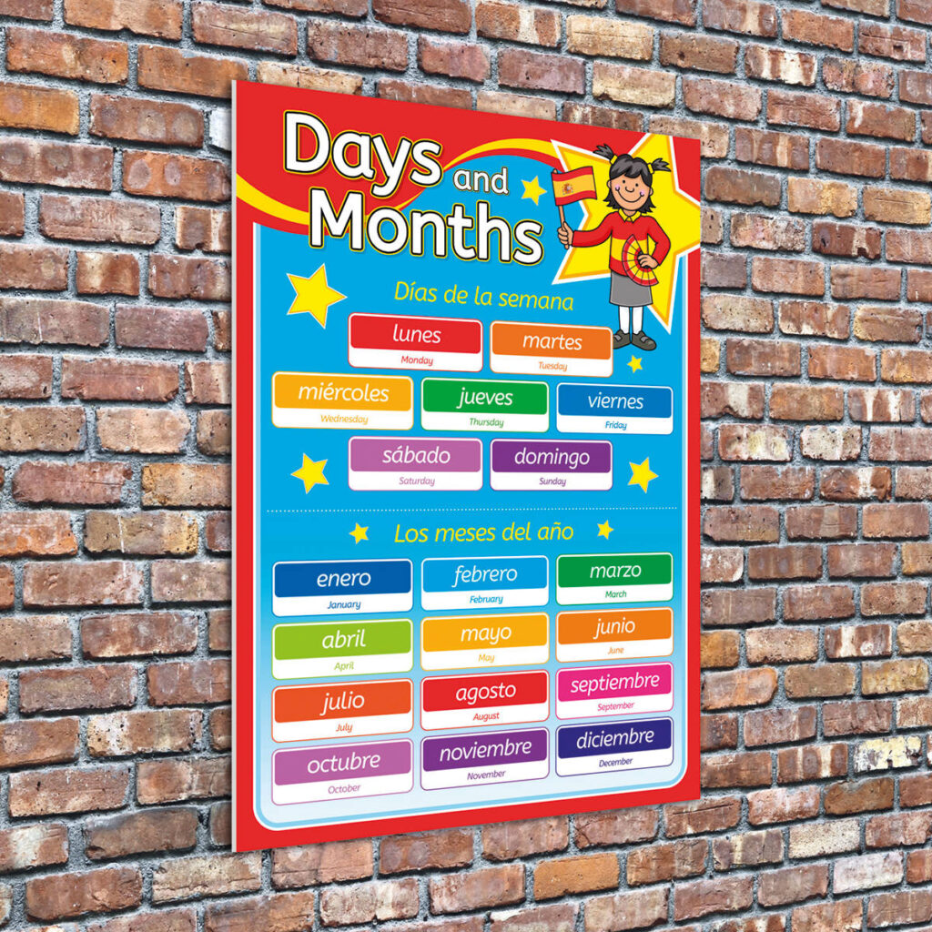 Spanish Days and Months Sign | Languages Sign for Schools