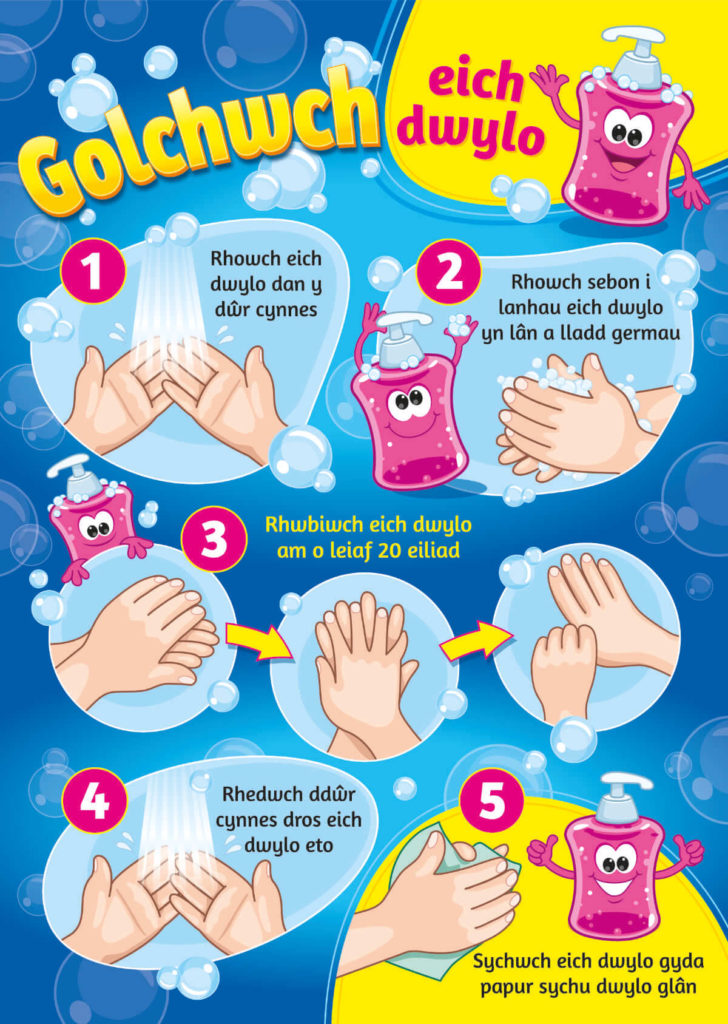 Wash Your Hands Welsh Sign for Schools and Nurseries | Hygiene Signs