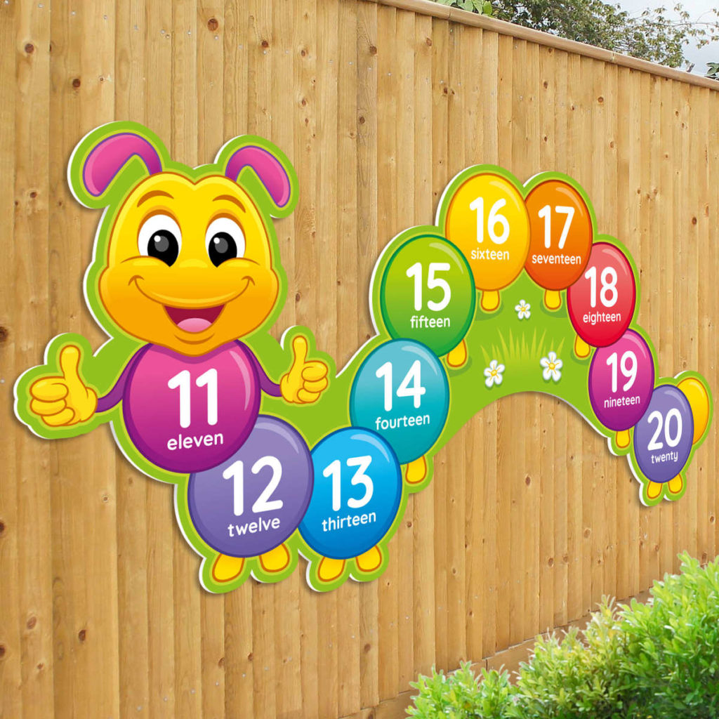 Counting Caterpillar 11 to 20 Sign - Learning Numbers 11 to 20 for Schools