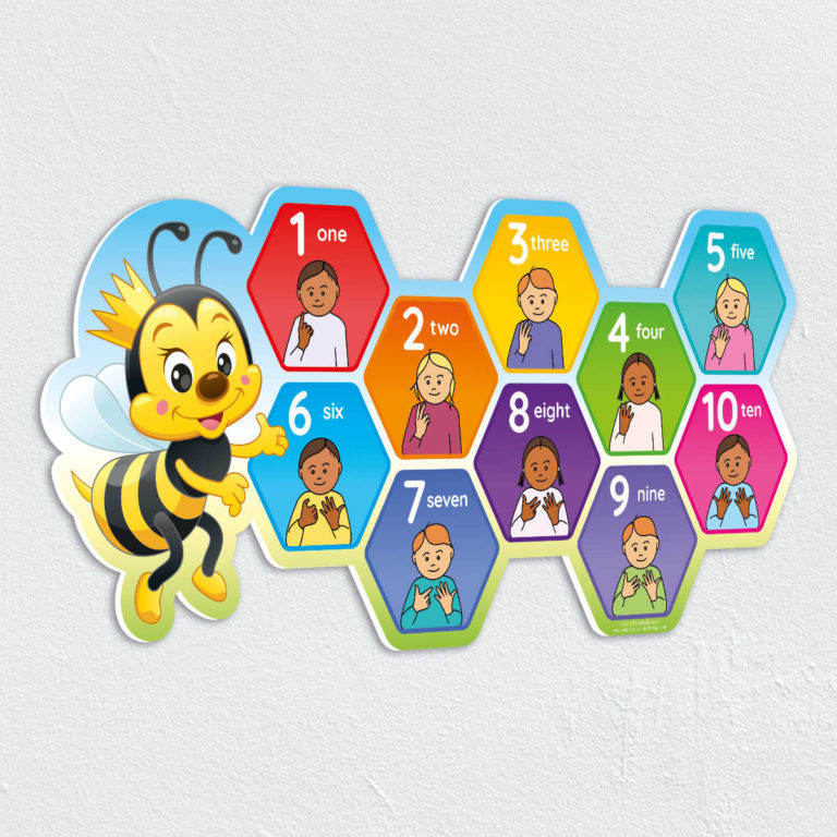 BSL Numbers 1 to 10 Bee Sign - Set B - British Sign Language for Schools
