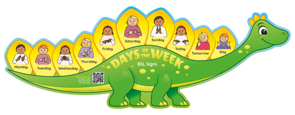 BSL Days of the Week Dinosaur Sign - British Sign Language for Schools