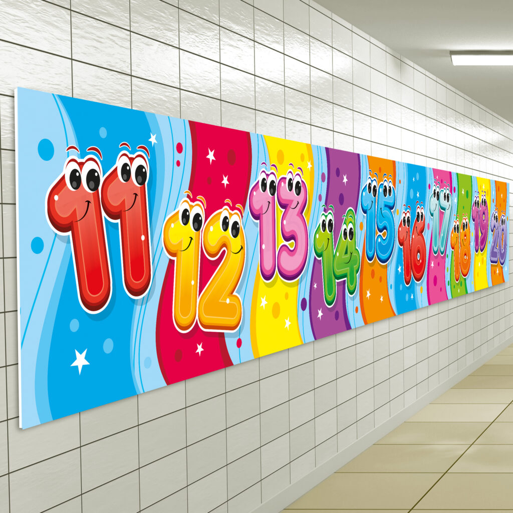 Numbers 11 to 20 with Smiley Faces Sign