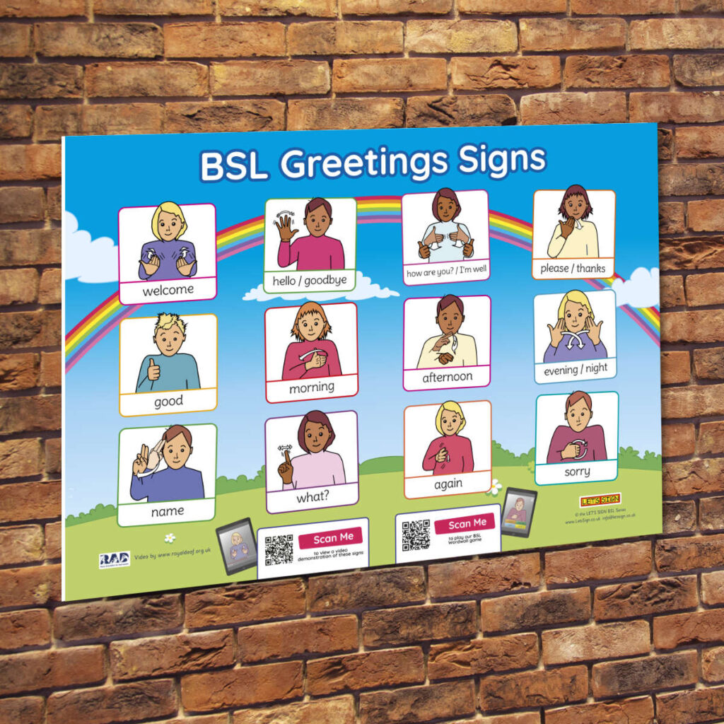 British Sign Language - Signs and Posters. Designed and made in the UK.