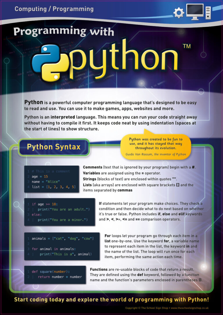 Programming with Python - Computing Sign for Secondary Schools