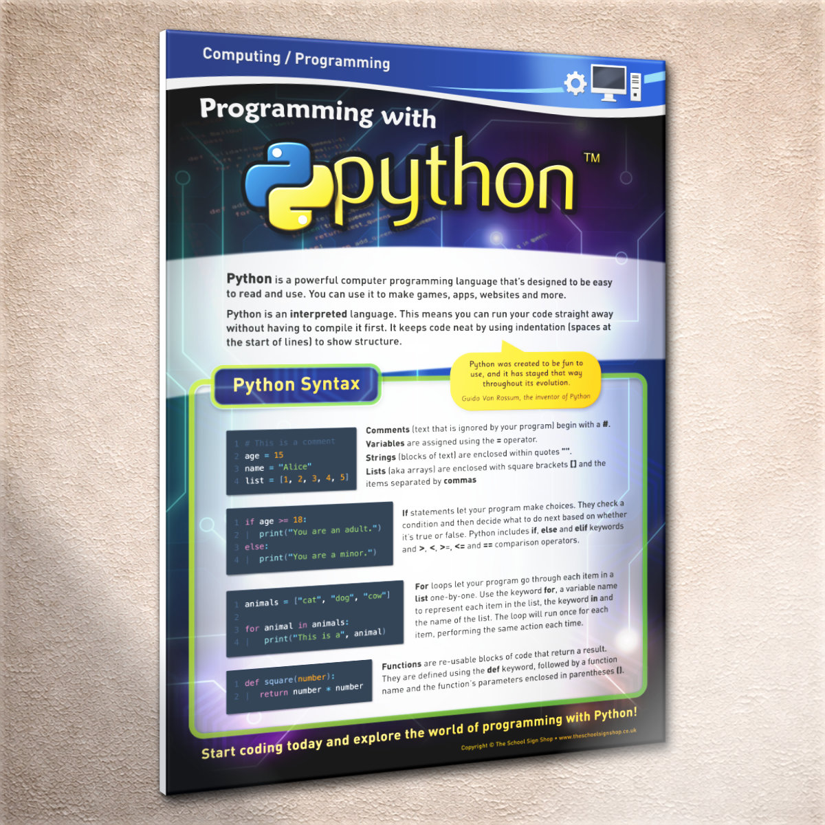 Programming with Python - Computing Sign for Secondary Schools
